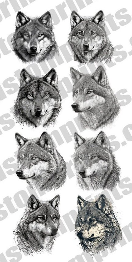 32 Bundle Pack of High Detail Wolf Face,for Sublimation,dtf,screen ...