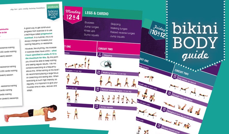 Kayla Itsines Bikini Body Guide, BBG - 12 Week Workout Plan AND H.E.L.P ...