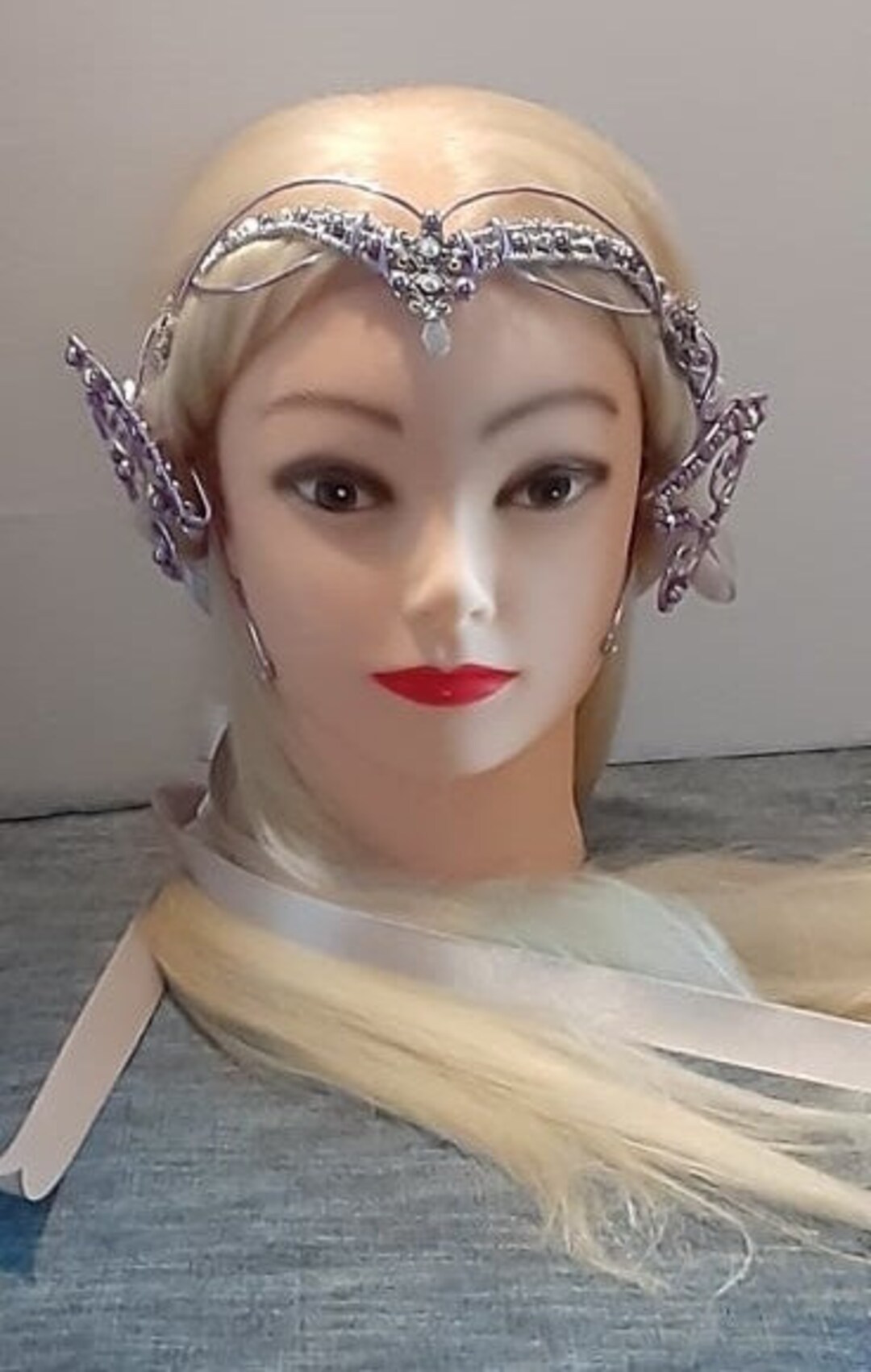 Lavender & Silver Crown/elf Ear Set - Etsy