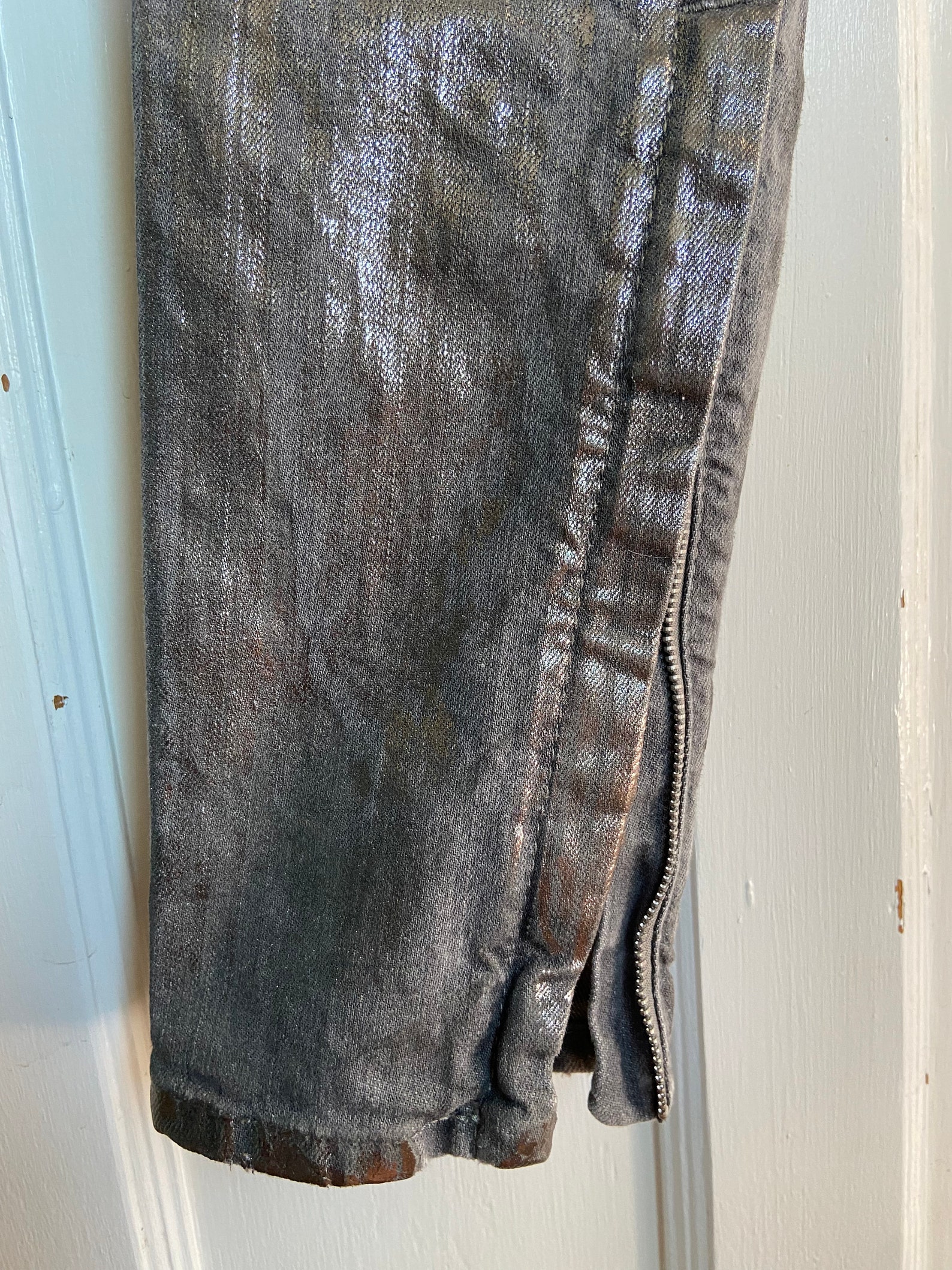 Dsquared 2000s Extreme Lowrise Metallic Silver Grey Denim Size 40IT ...