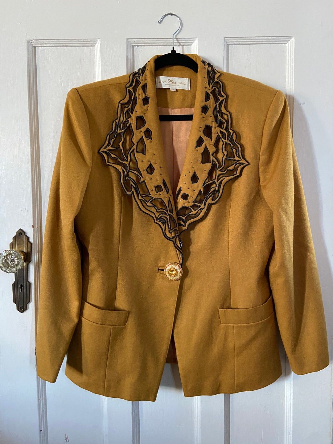 Miss Vanessa Collection Saffron Wool Blazer Featuring Beaded ...