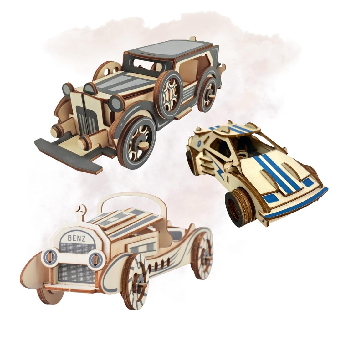 3 Pack Wooden Puzzle Kit DIY Vintage Car Puzzels, DIY Craft Set. - Etsy
