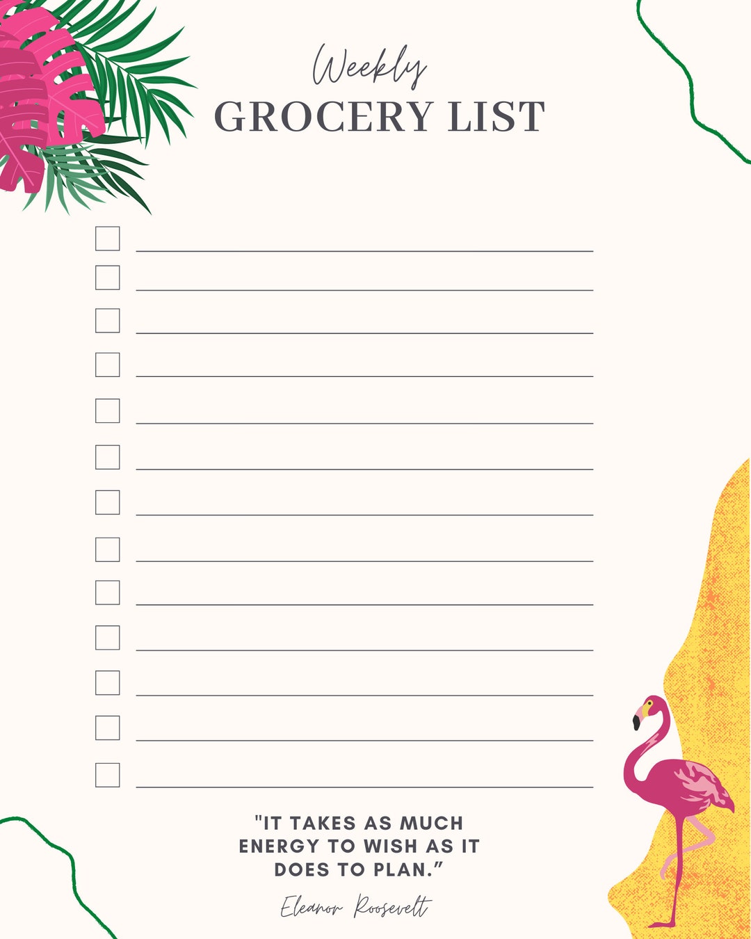 Tropical Spring Grocery List - Etsy