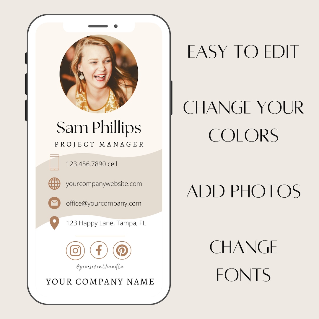 Beige Block Business Card | Beige Digital Business Card | Simple ...