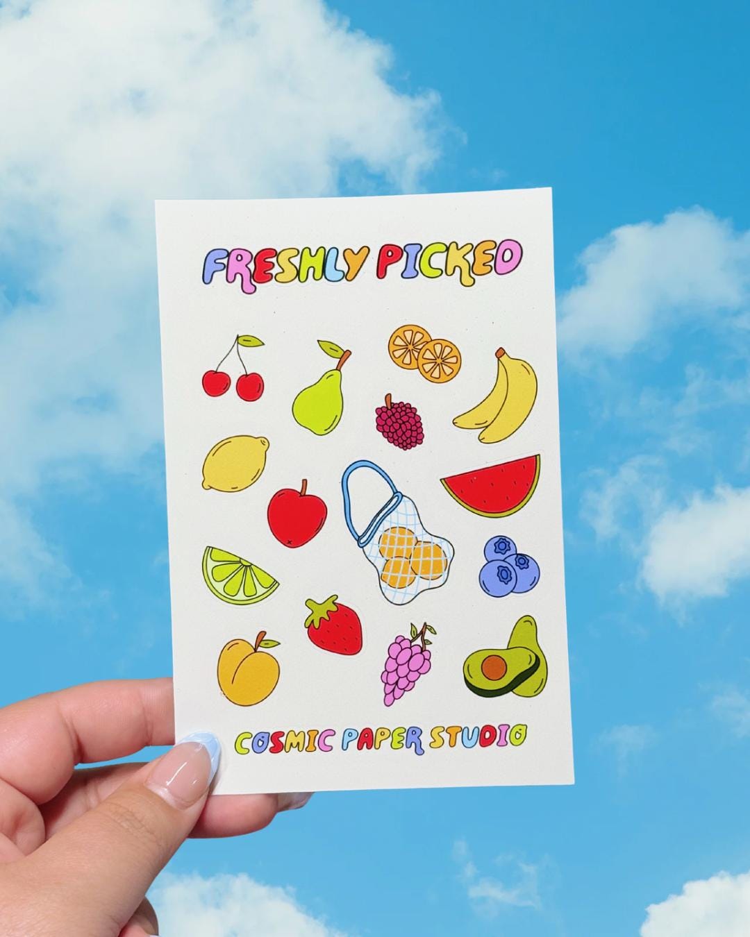 Fresh Fruit Sticker Sheet, Waterproof Sticker, Hydro Flask Sticker ...