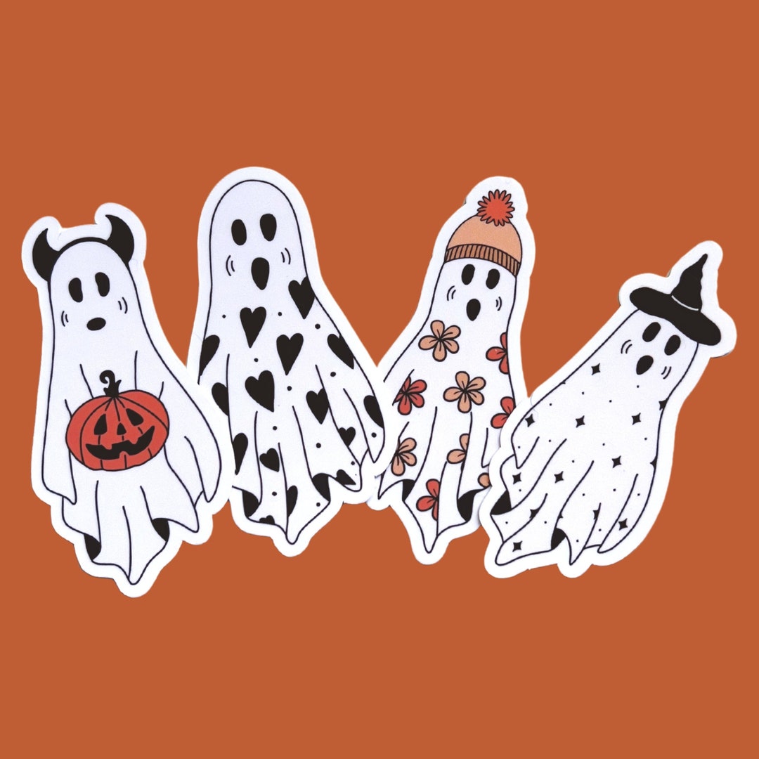 Spooky Ghost Friends Waterproof Sticker, Halloween Sticker, Spooky ...