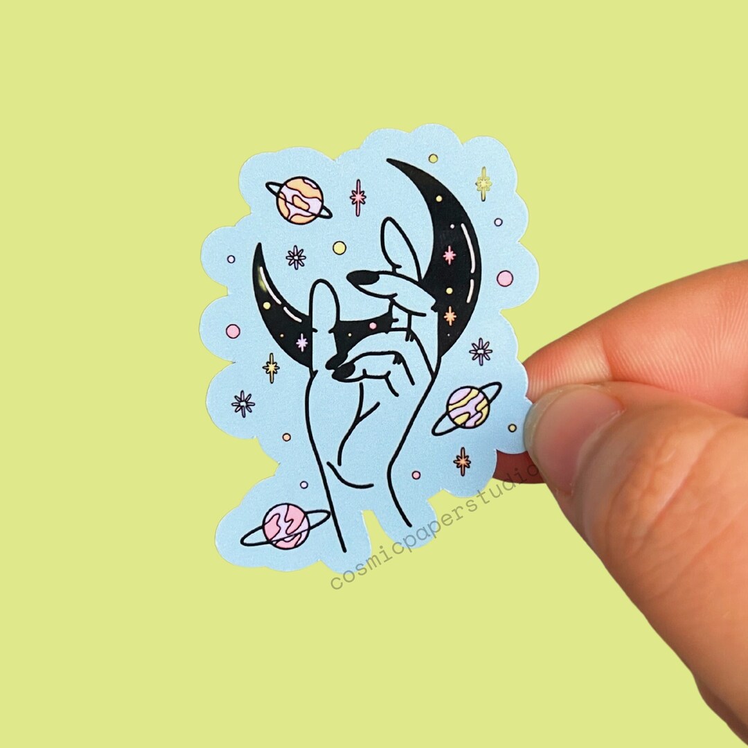 Cosmic Moon Hand Waterproof Sticker, Space Sticker, Hydro Flask Sticker ...