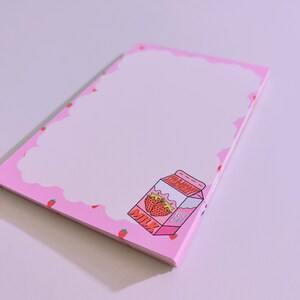 Strawberry Milk Notepad, Strawberry Stationery, Cute College Stationery ...