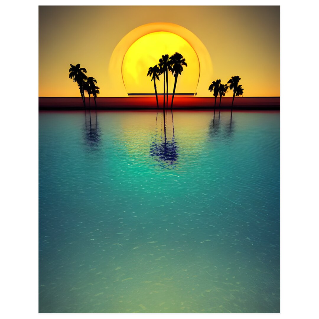 Buy Retrowave Beach Scene Poster 80s Style Online in India - Etsy