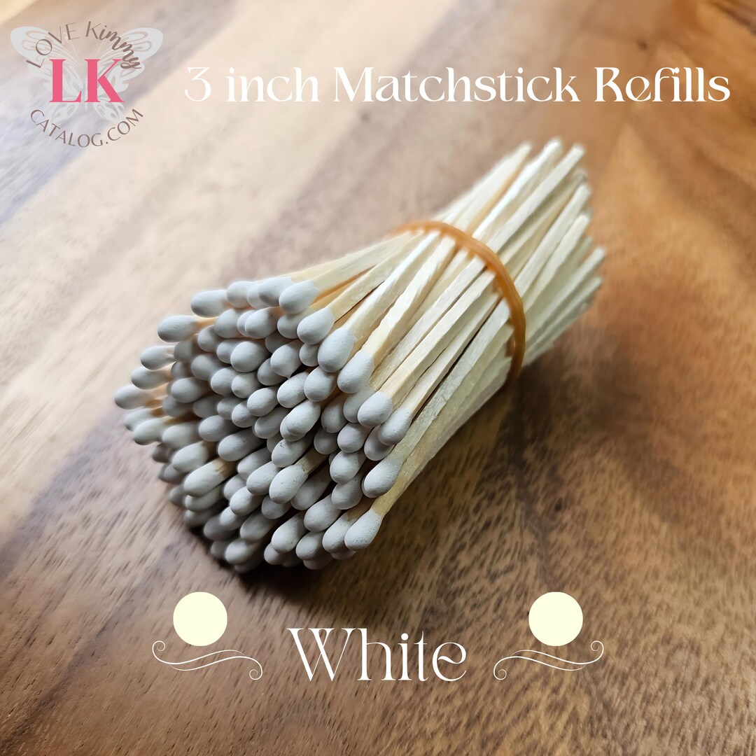 3 Inch White Wood Matchstick Supply | DIY Refill | Candle Accessory ...