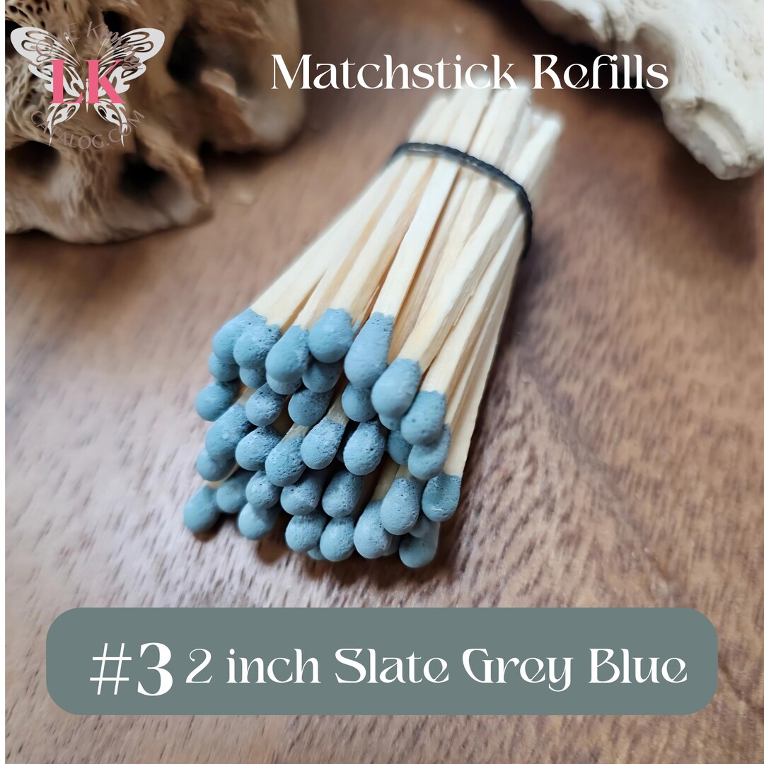 2 Inch Slate Blue Wood Matchstick- Bulk DIY Loose Matchstick Refill ...