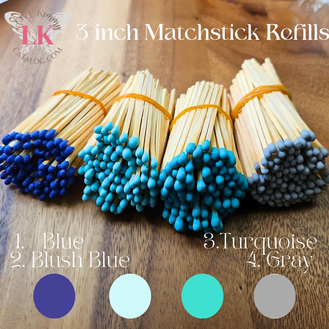3 Inch Blue Wood Matchstick Supply DIY Refill Custom Apothecary Vial ...