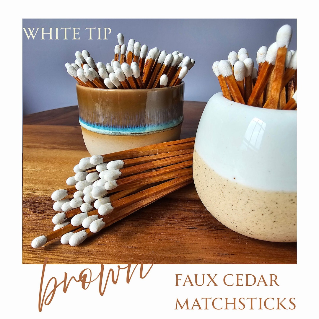 White Tip Faux Cedar Wood Matchstick Supply | Bulk DIY Refill Keepsake ...