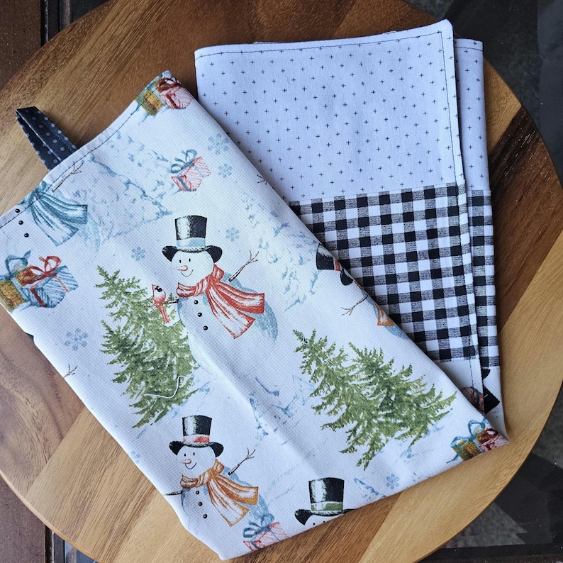 Xmas Tea Towel Jack Frost Snowman 50s 60s Vintage Kitchen and Bath ...