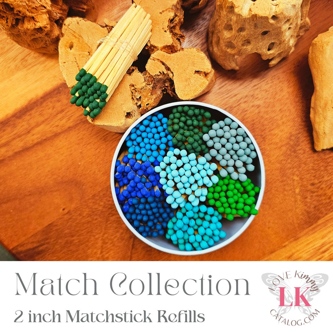 2 Inch Blue Wood Matches - Bulk DIY Loose Matchstick Refill, Event ...