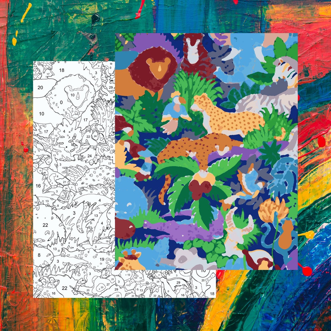 Jungle Paint by Number | Jungle Coloring by Number | Nature Coloring ...