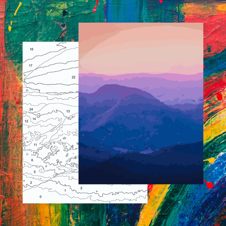 Mountains Paint by Number | Mountains Coloring by Number | Nature ...