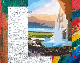 Paint by Number Waterfall - Etsy