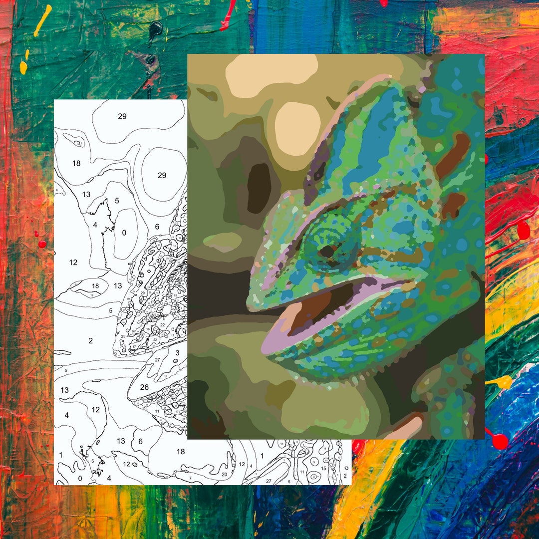 Chameleon Paint by Number | Chameleon Coloring by Number | Nature ...