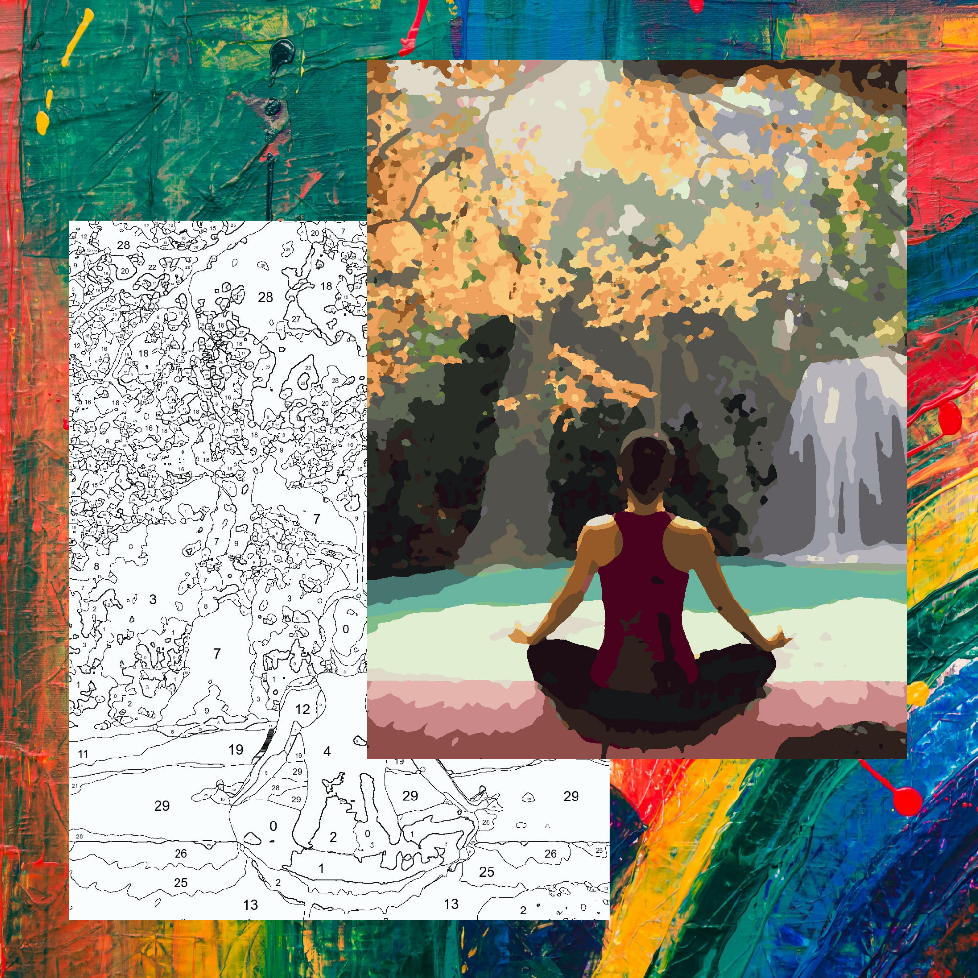 Art & Collectibles Peaceful Garden Paint by Numbers Meditation Woman ...