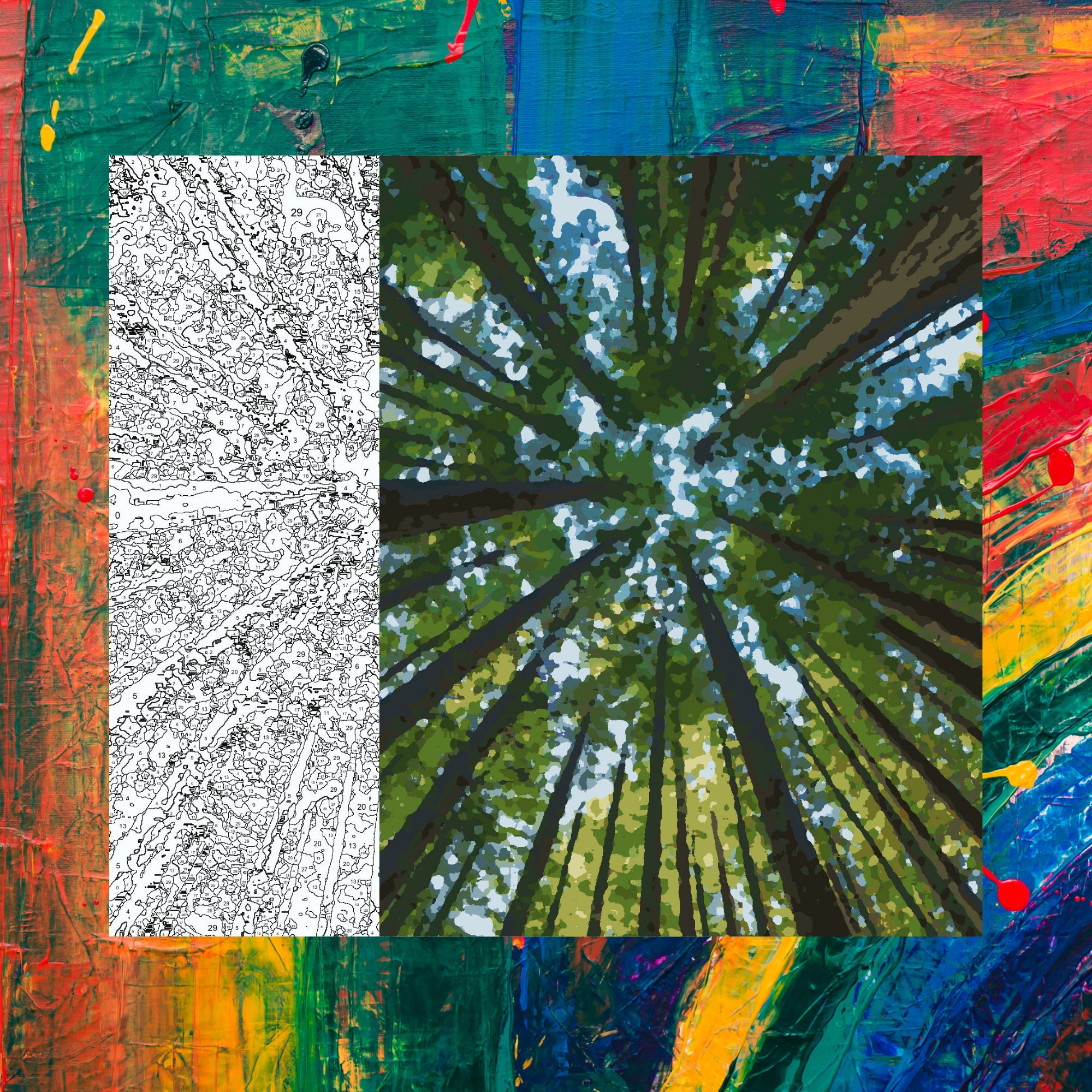 Forest Paint by Number | Forest Coloring by Number | Nature Coloring ...