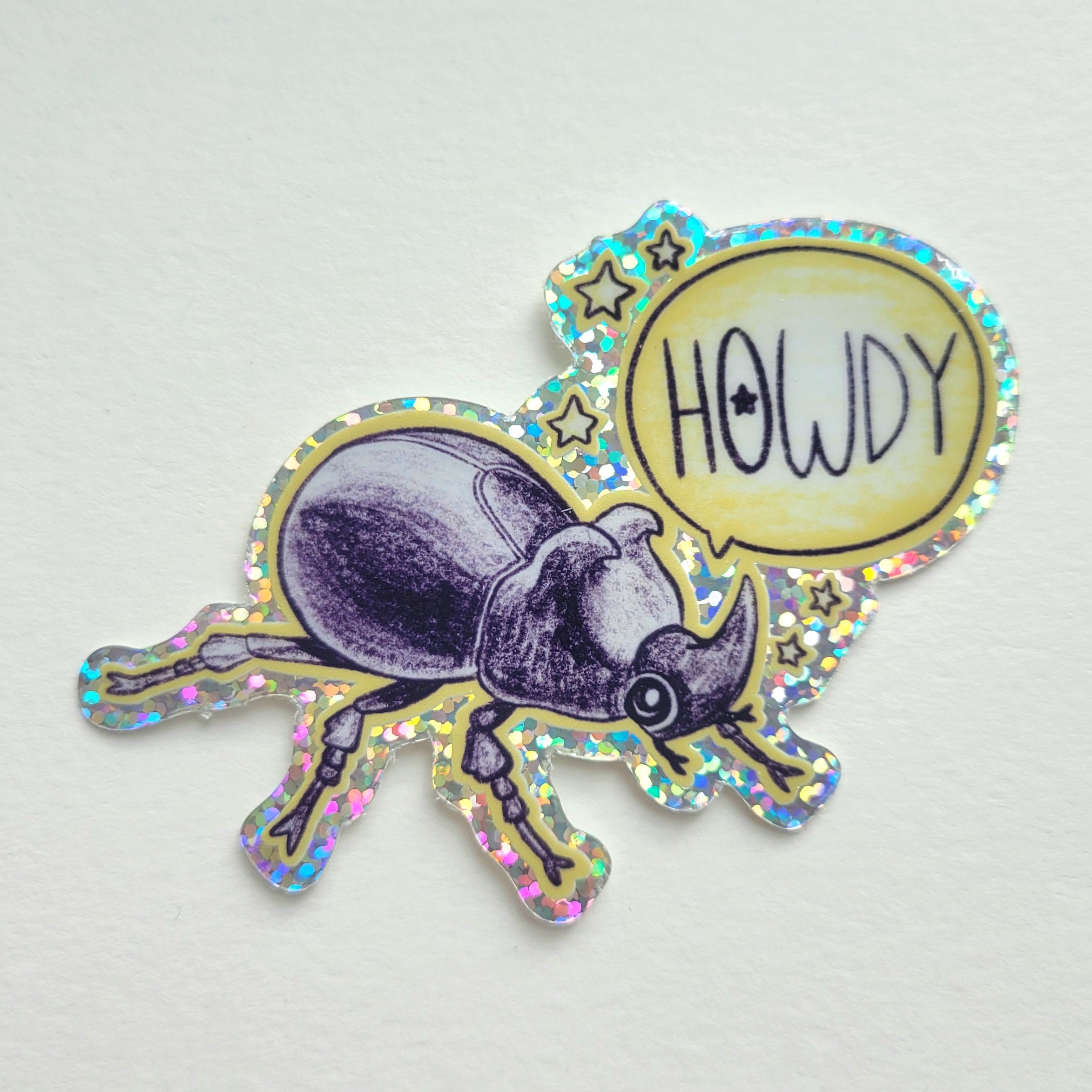 Howdy Beetle Sparkle Sticker 3x2.5, Bug Stickers, Bug Stickers, Insect ...