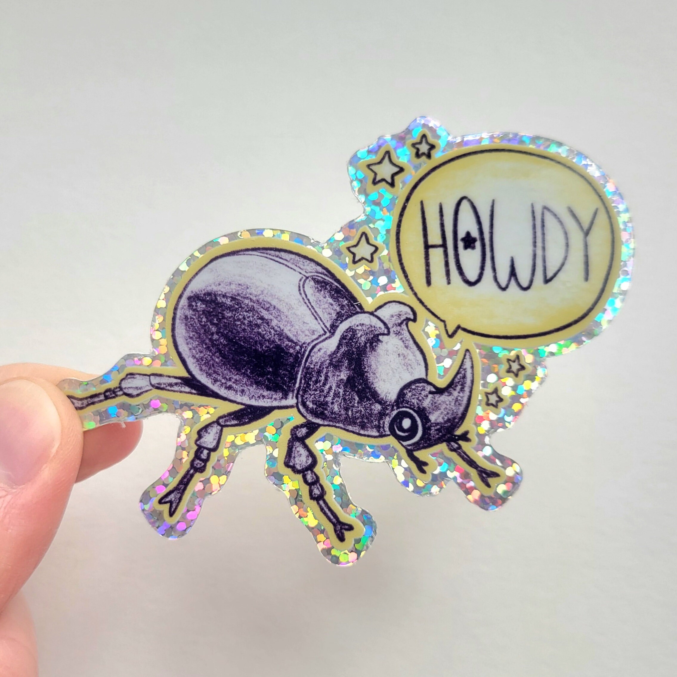 Howdy Beetle Sparkle Sticker 3x2.5, Bug Stickers, Bug Stickers, Insect ...