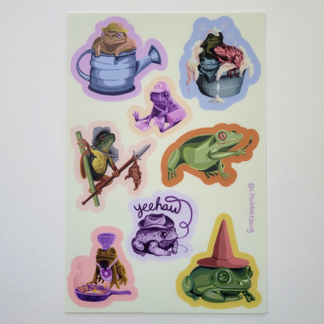 Frog Sticker Sheet 4x6, Frog Sticker Sheet, Cute Frog Stickers, Froggy ...