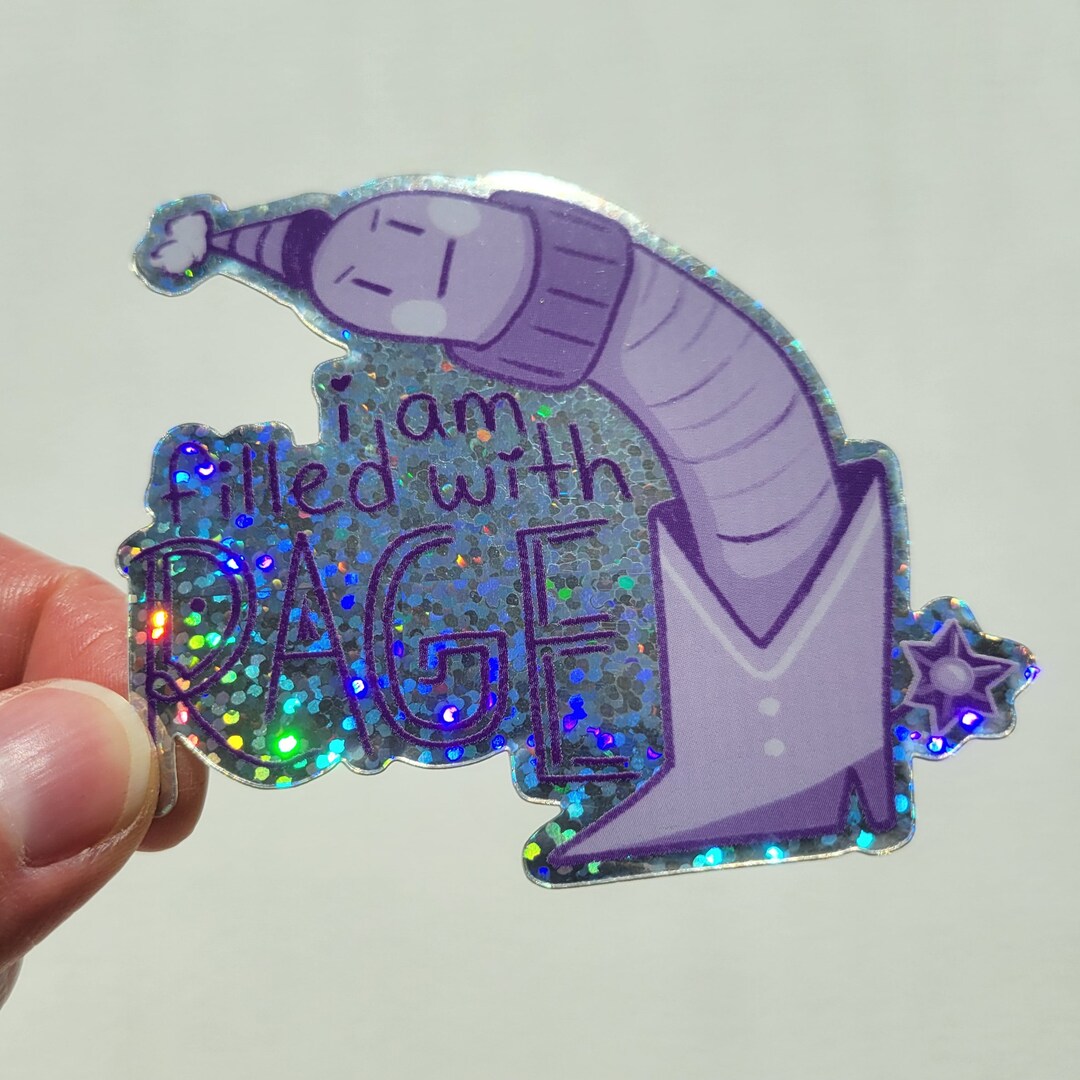 Worm Rage Glitter Sticker 2.5x2.5, Bug Sticker, Insect Sticker, Cute ...