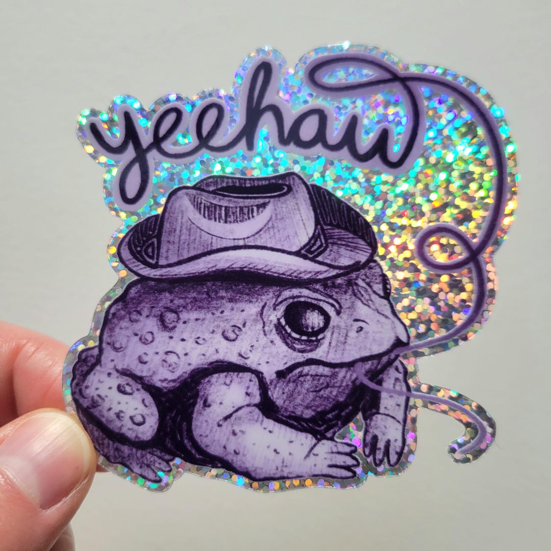 Yeehaw Toad Sticker 3x2.5, Yeehaw, Toad, Frog, Frog Sticker, Frogs ...
