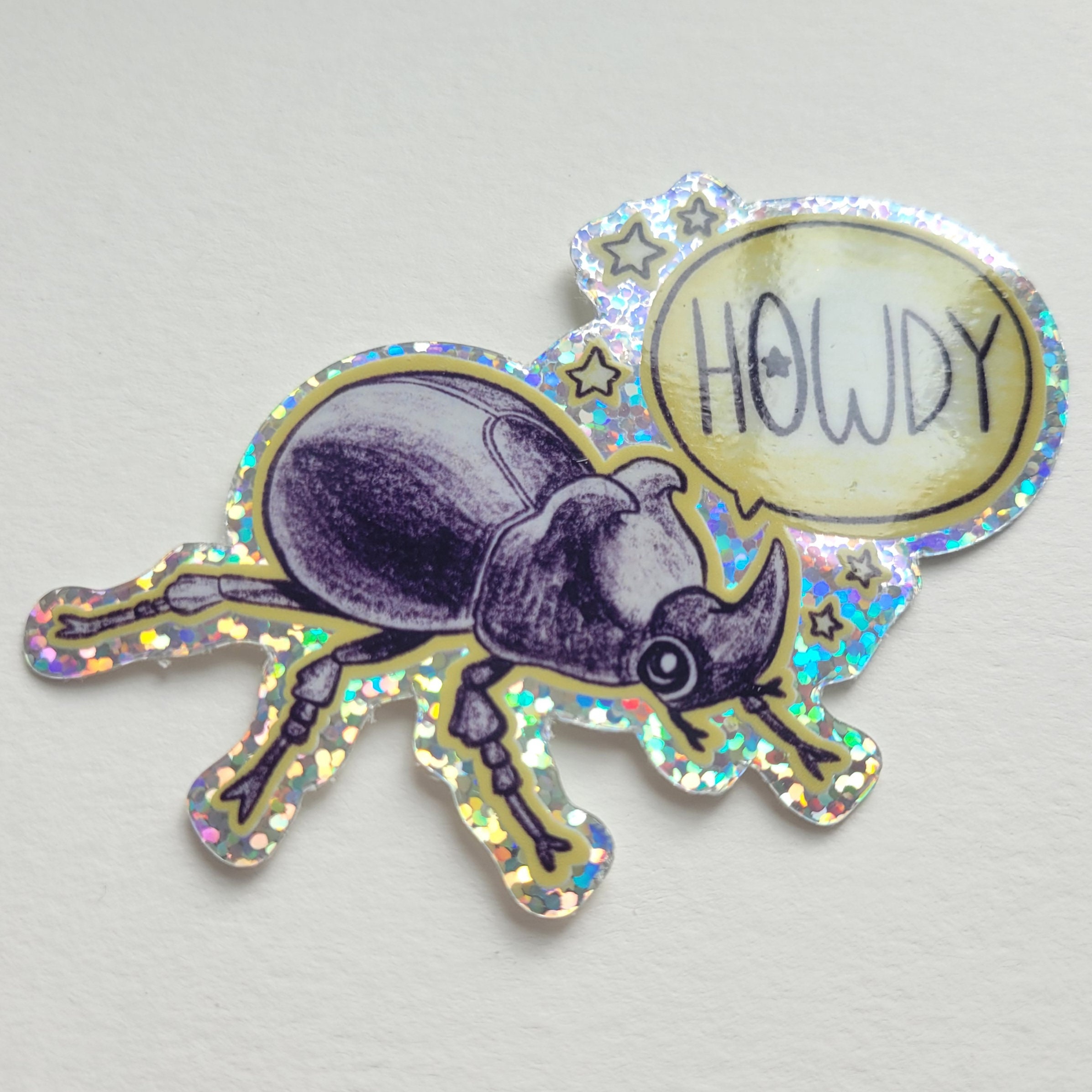 Howdy Beetle Sparkle Sticker 3x2.5, Bug Stickers, Bug Stickers, Insect ...