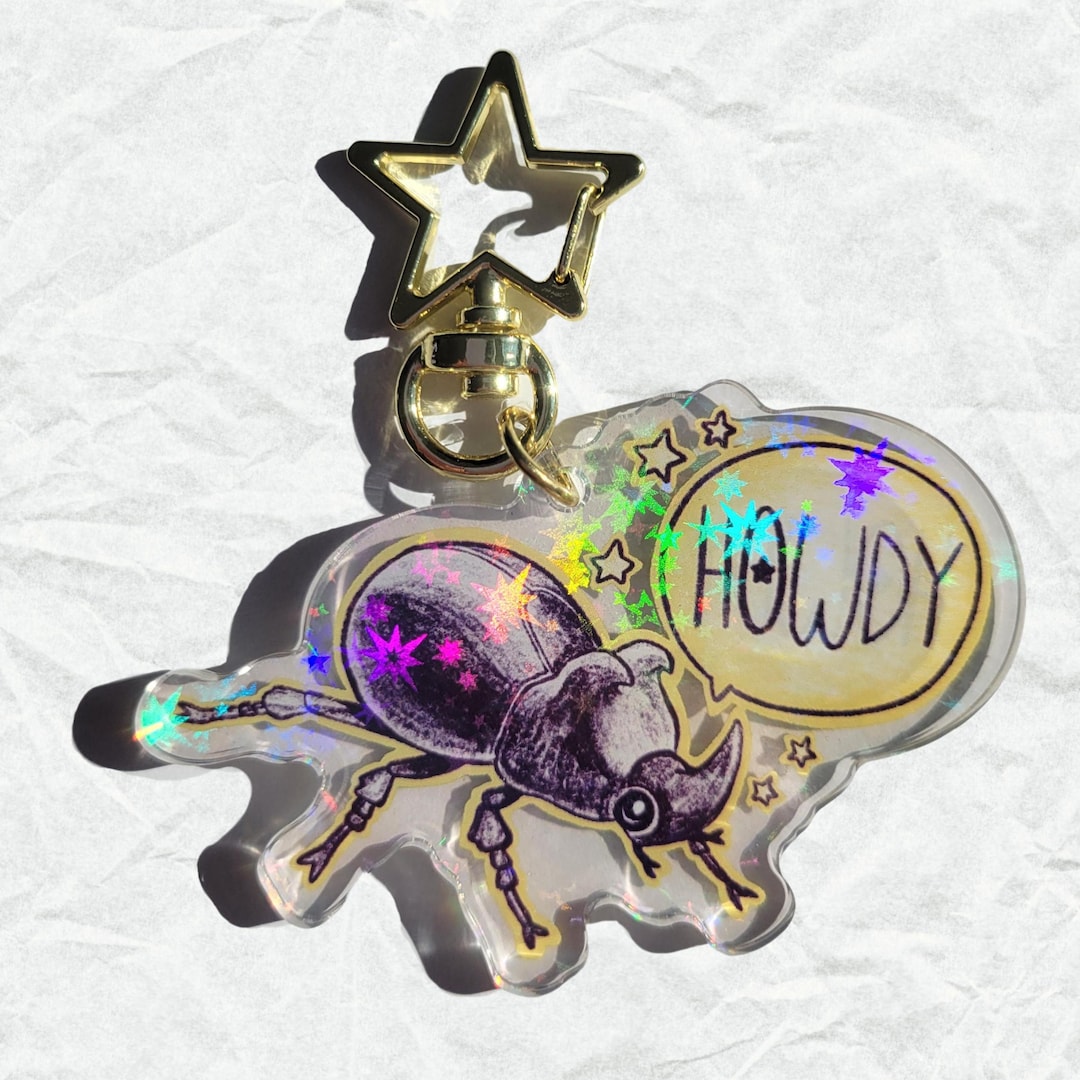 Howdy Beetle Keychain 2.5", Bug Keychain, Beetle Keychain, Bug Charm ...