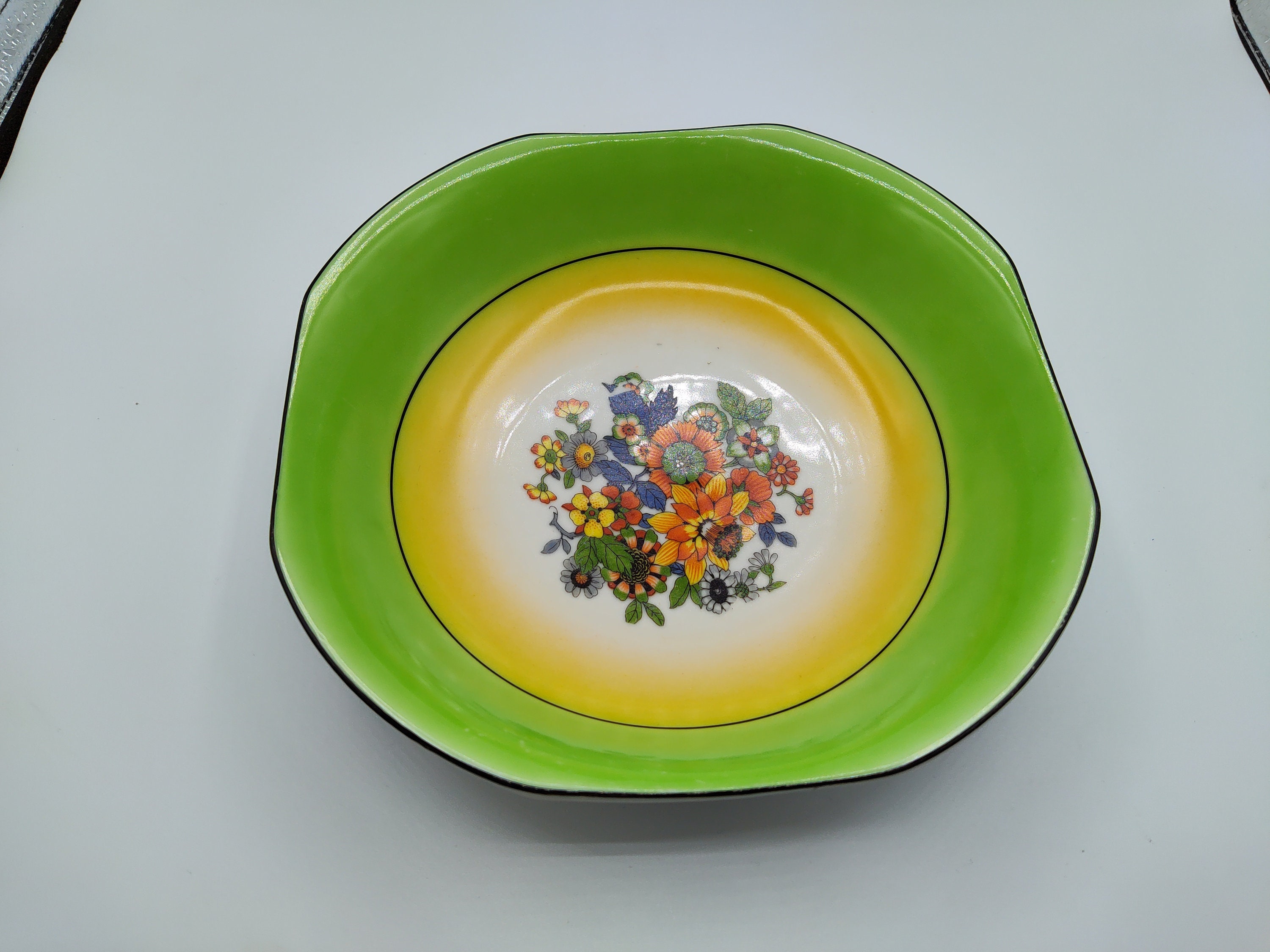 Vintage Porcelain Registered Celebrate Germany Green Serving Bowl With ...