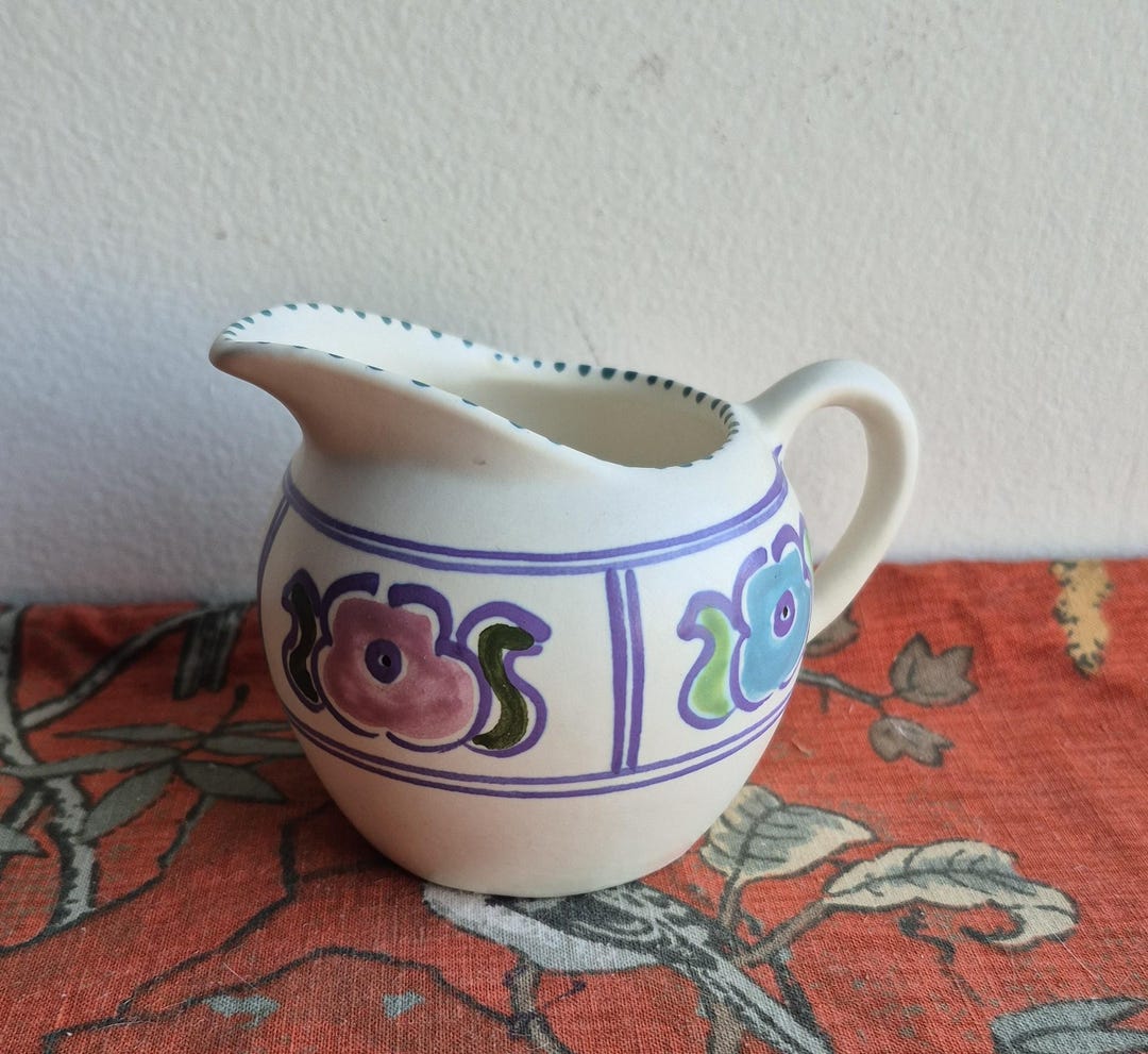 A Vintage Honiton Pottery Creamer Free Hand Painted Made in Devon ...