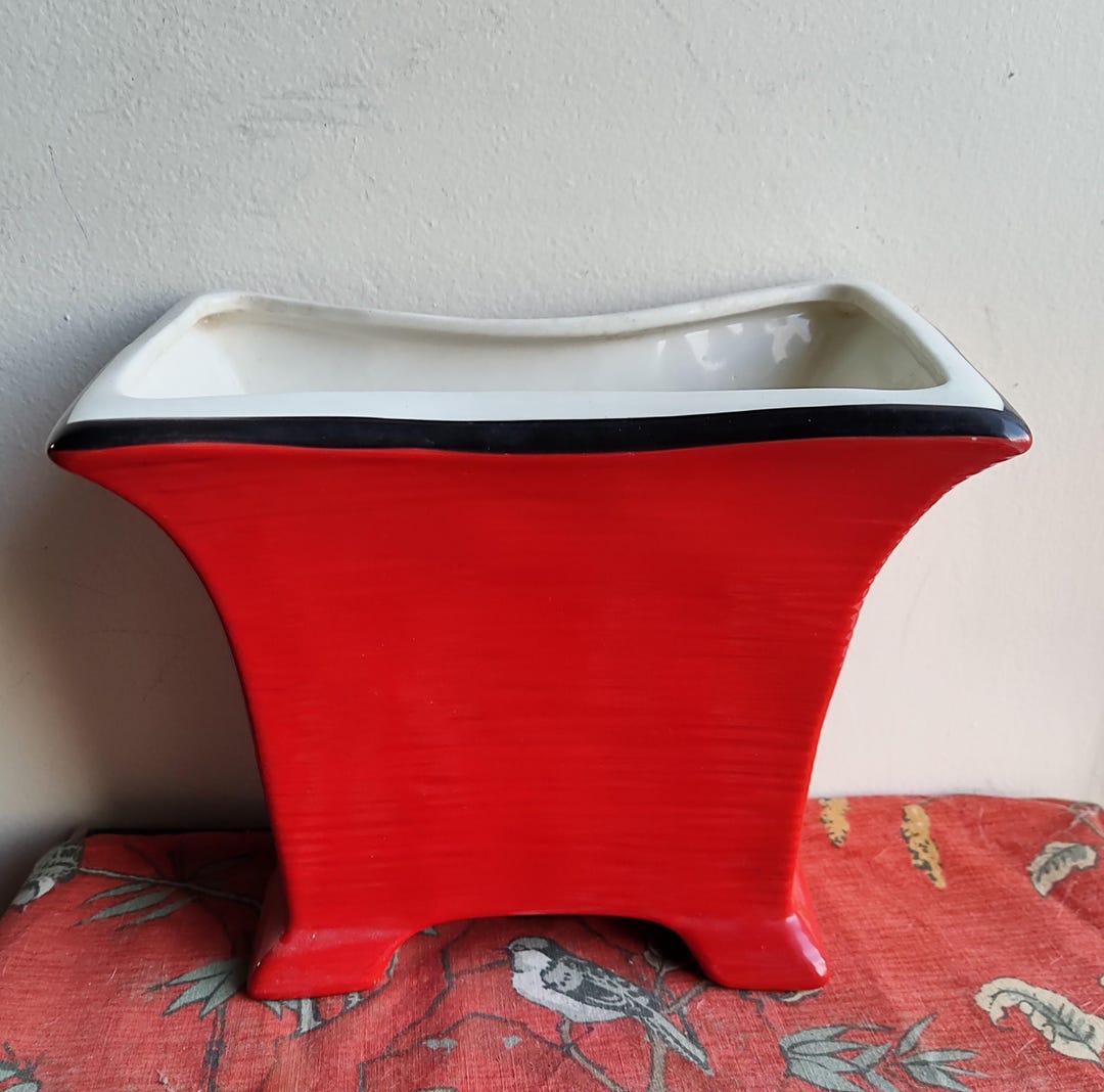A Vintage MCM Red Glazed Planter. - Etsy