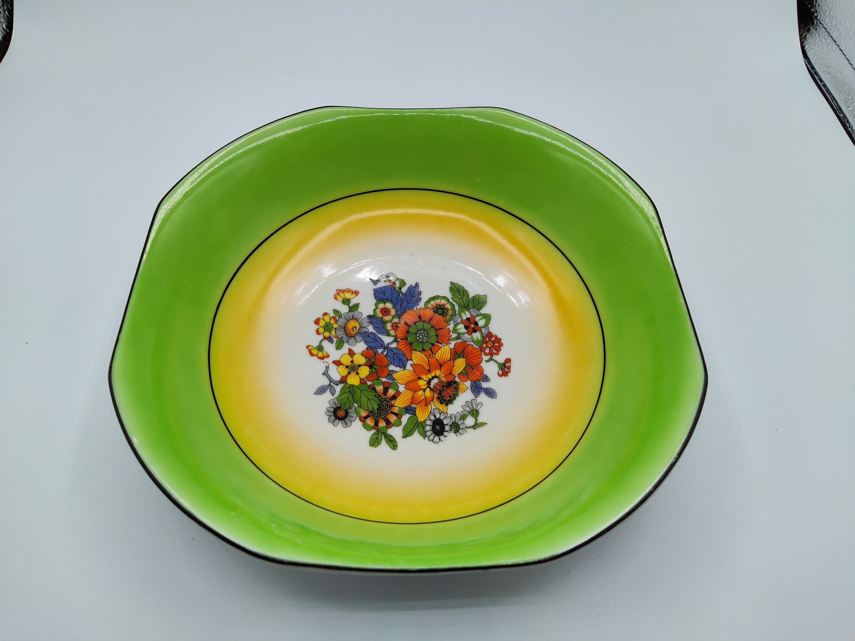 Vintage Porcelain Registered Celebrate Germany Green Serving Bowl With ...