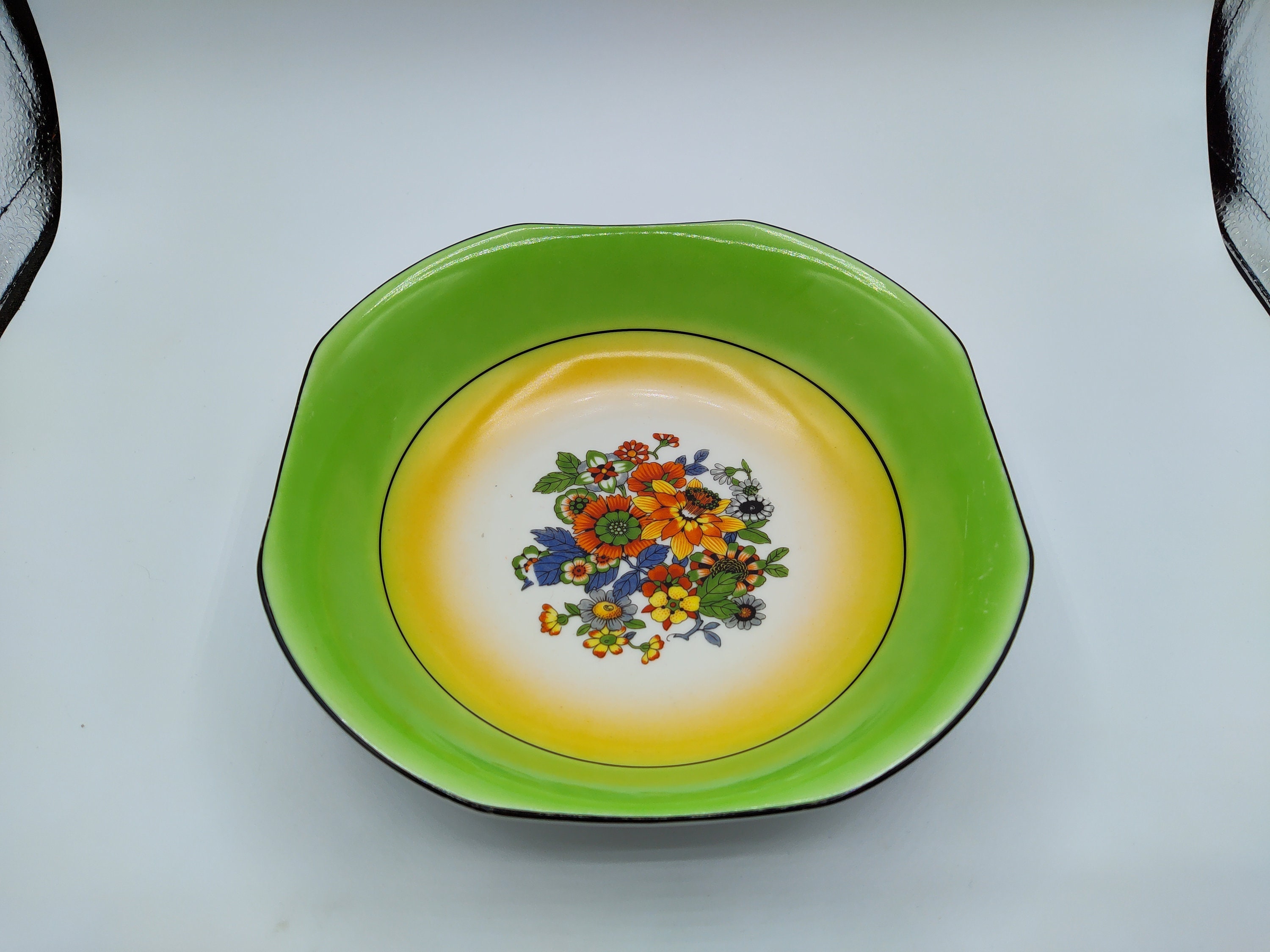 Vintage Porcelain Registered Celebrate Germany Green Serving Bowl With ...