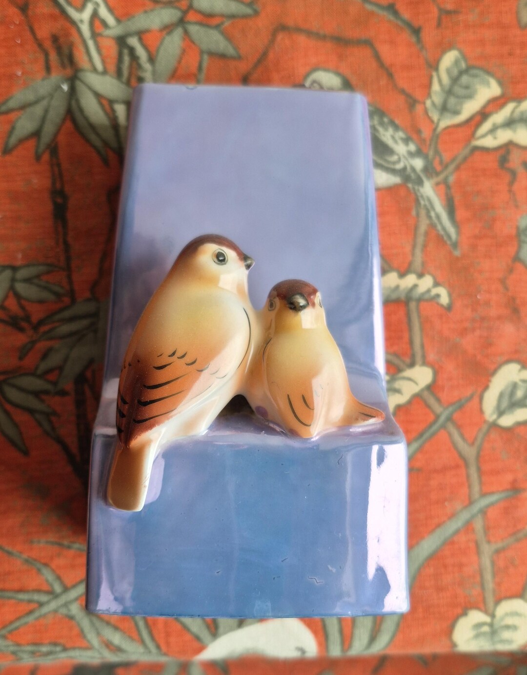 Antique NORITAKE Morimura Blue Luster Sculpted Morther Bird and Baby ...