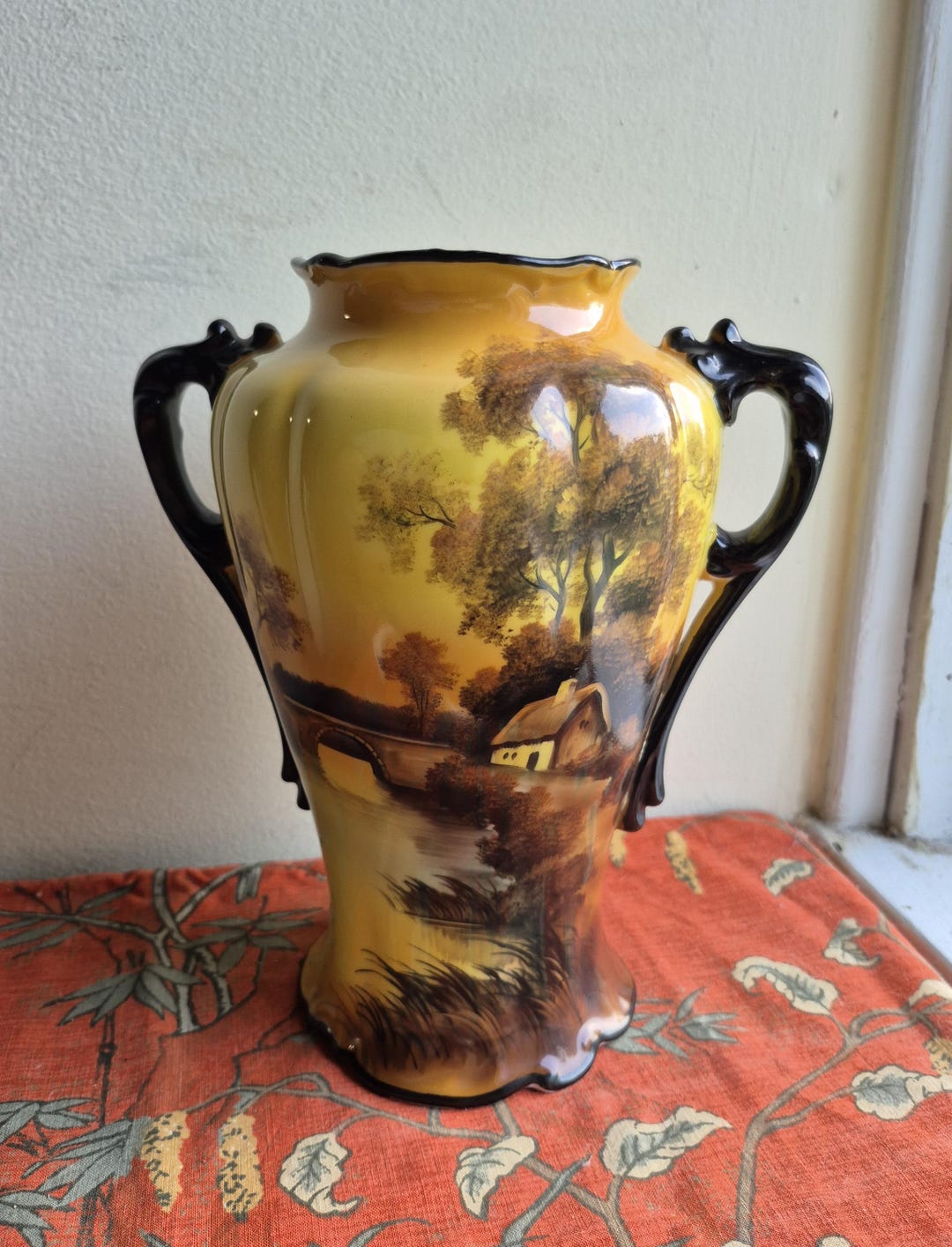 Antique Hand-painted Noritake Morimura Bros. Cottage Scene Tall Vase in ...