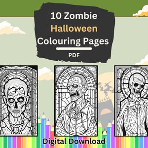 Zombie Coloring Pages: Undead Art for Halloween, Adult Colouring, ADHD ...