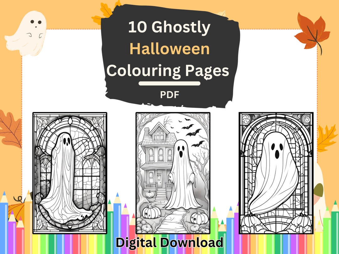 Halloween Ghost Coloring Pages - Stained Glass Style for Artistic ...