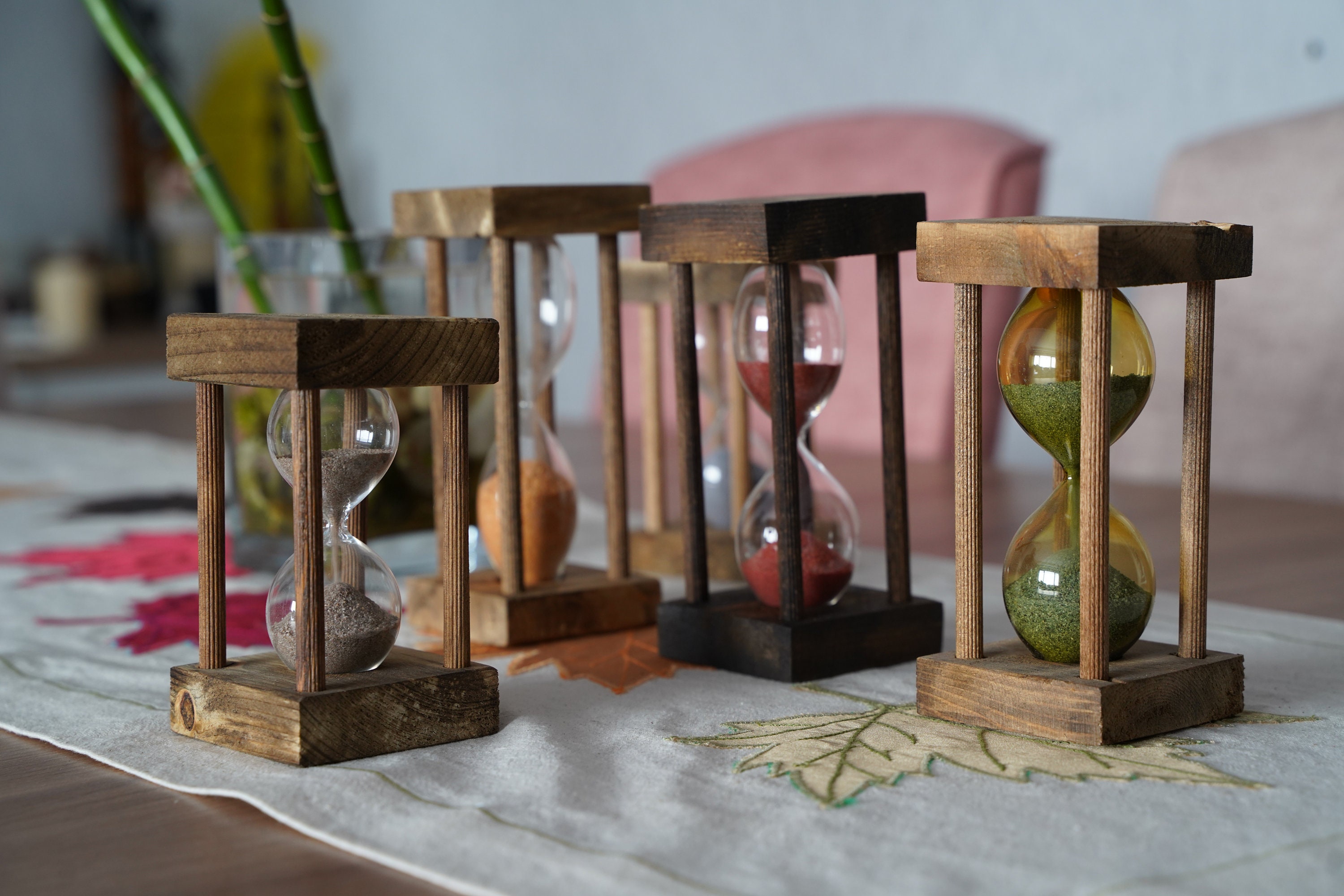 Handmade Wood Hourglass Sand Timer, Sand Clock, Aestetic Wooden ...