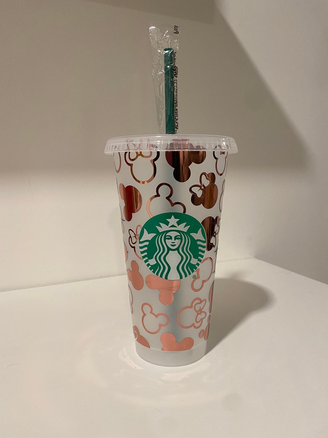 Rose Gold Mouse Starbuck Cups, Mouse Ears Design Reusable Starbucks Cup ...