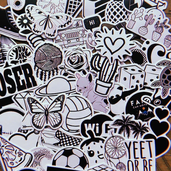 Black and White Sticker Pack - Etsy