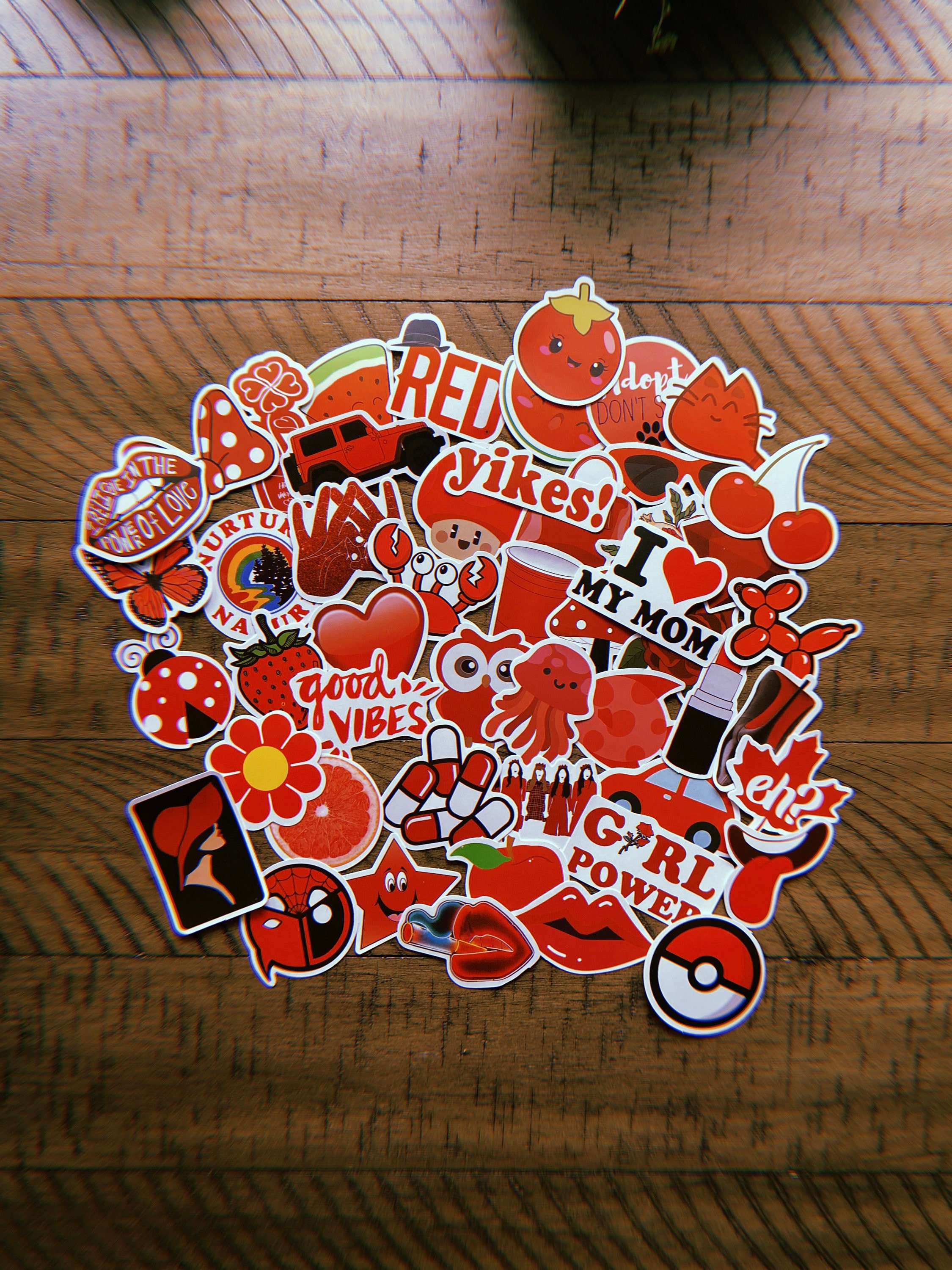 50 PIECE RED STICKER Pack Vibey Aesthetic Love Cool Red | Etsy