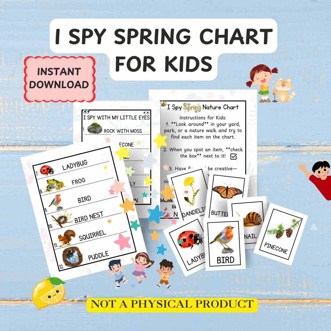 DIGITAL DOWNLOAD- Printable Spring I Spy Chart for Preschooler, Spring ...