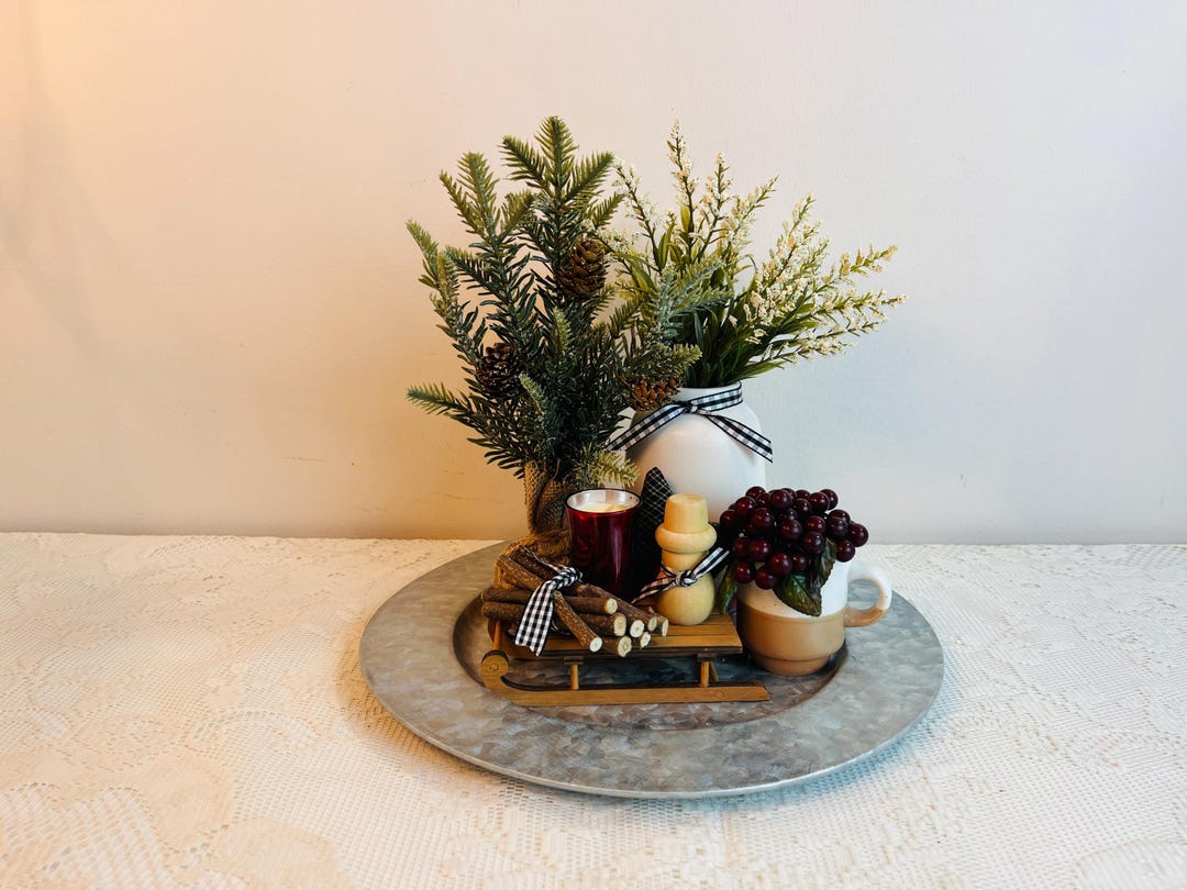 Rustic Winter Centerpiece, Christmas Centerpiece, Holiday Centerpiece ...