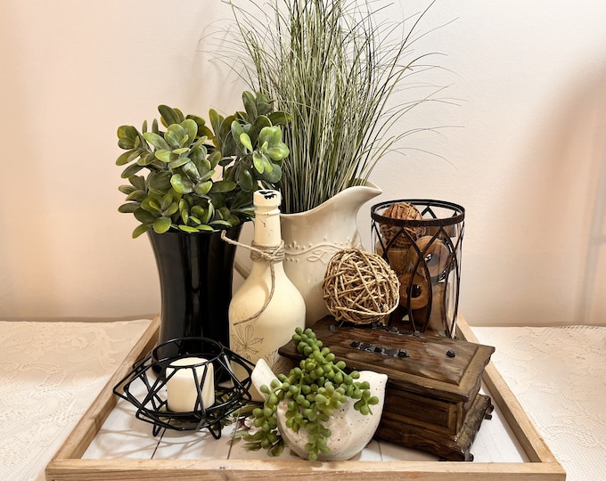 Modern Farm House Centerpiece, Coffee Table Centerpiece, Floral ...