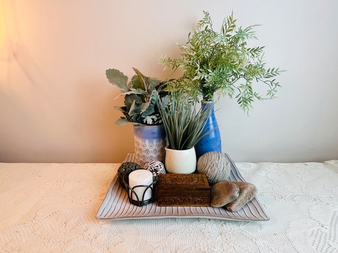 Blue Centerpiece, Modern Centerpiece, Coffee Table Centerpiece ...