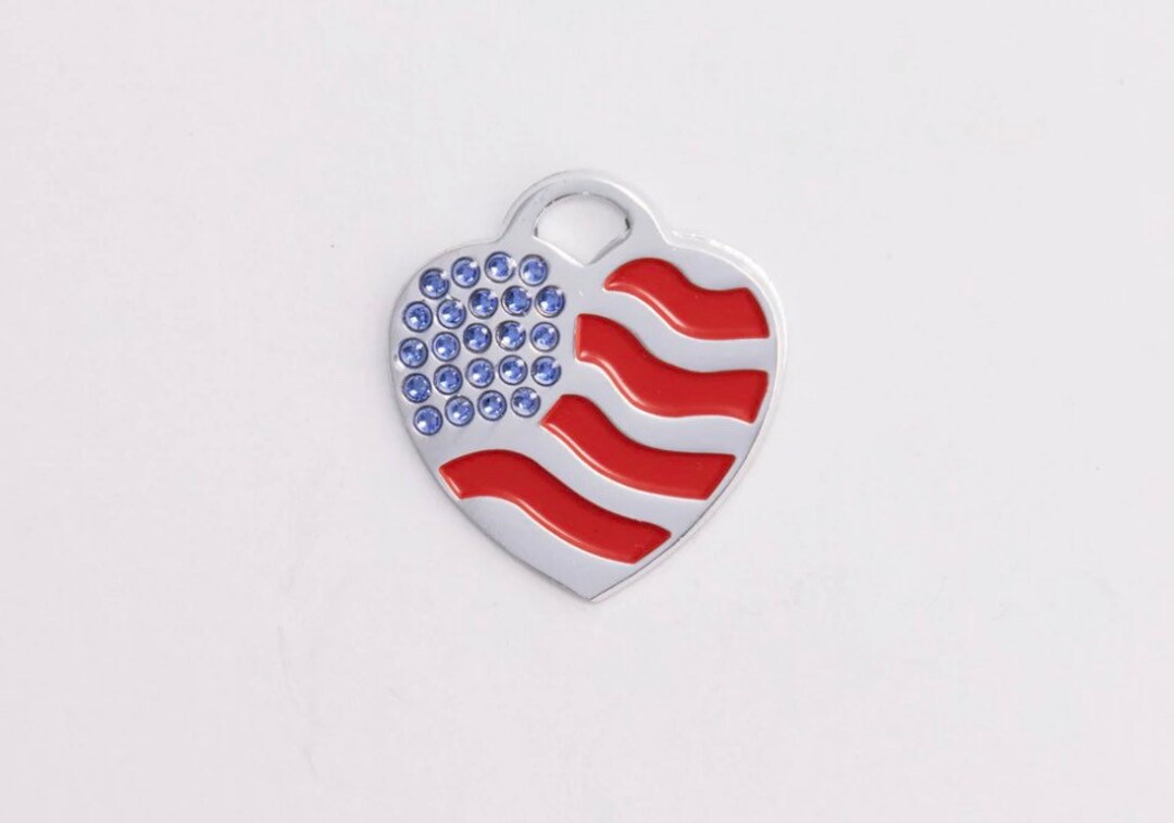 Swarovski Crystal Flag Dog Tag, Engraved and Personalized - Etsy